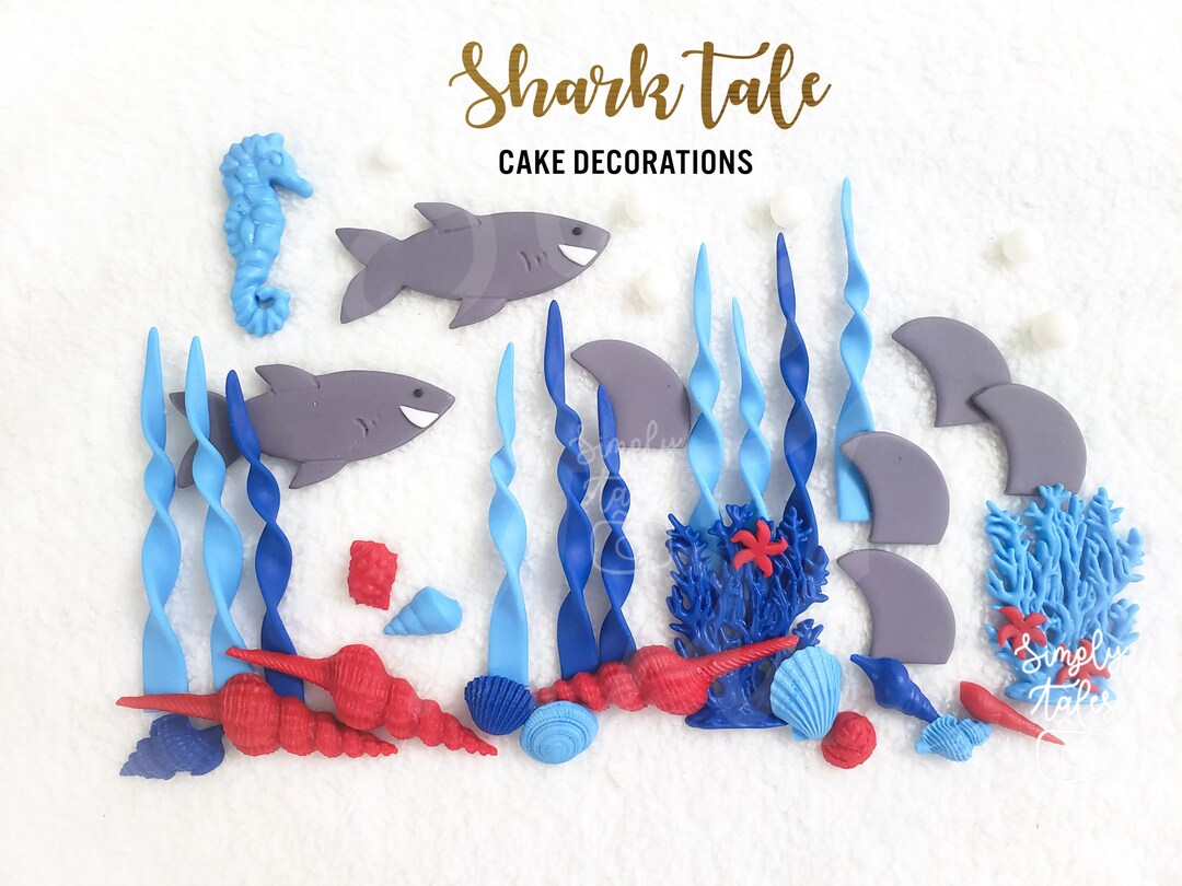 1 Set Fondant Shark Tale Cake Toppers Boy Birthday Sea - Etsy