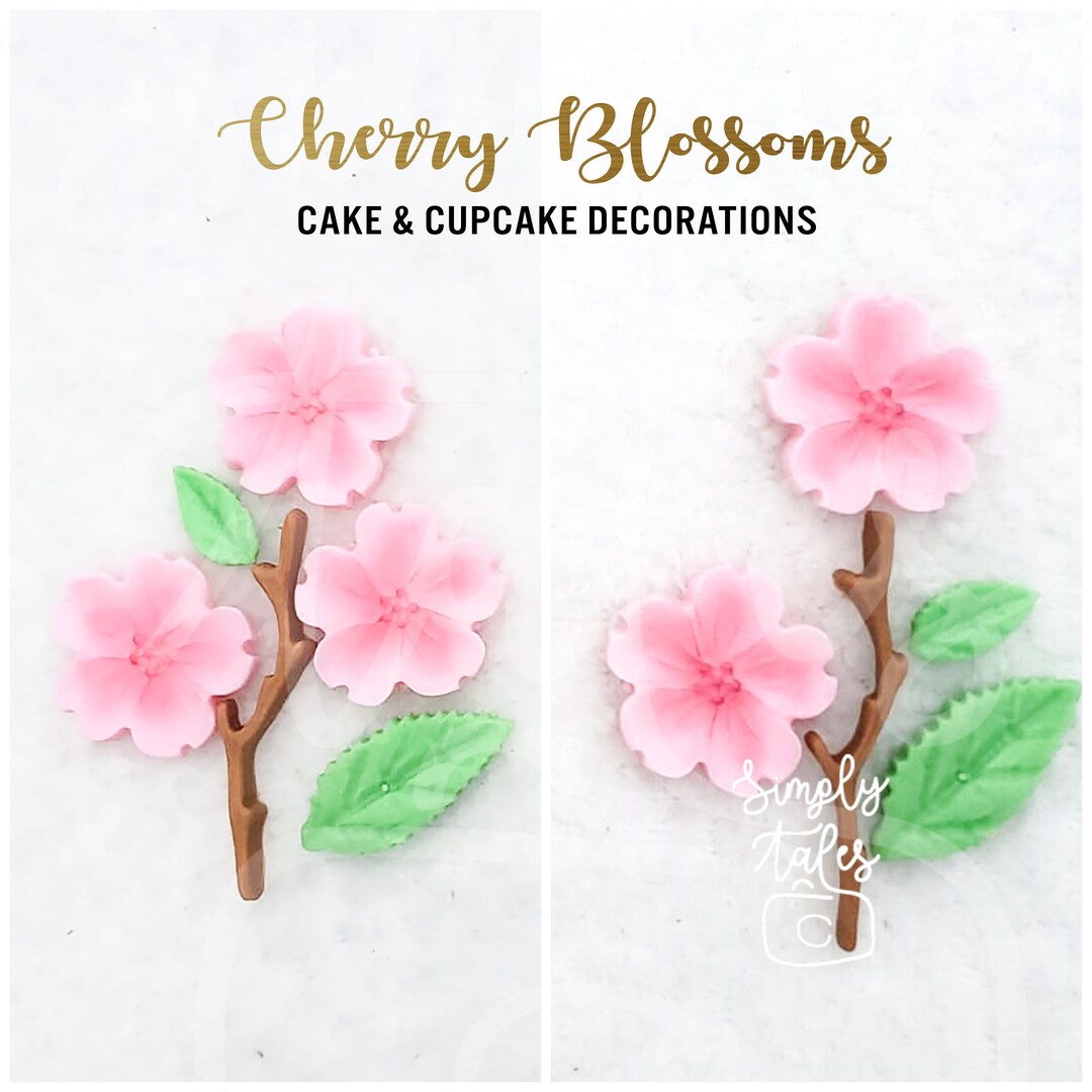 12 Set Cherry Blossoms Sakura Edible Fondant Cupcake Cake - Etsy