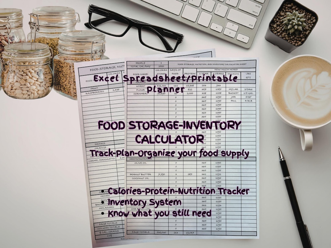 Food Storage Calculator Inventory Spreadsheet - Etsy