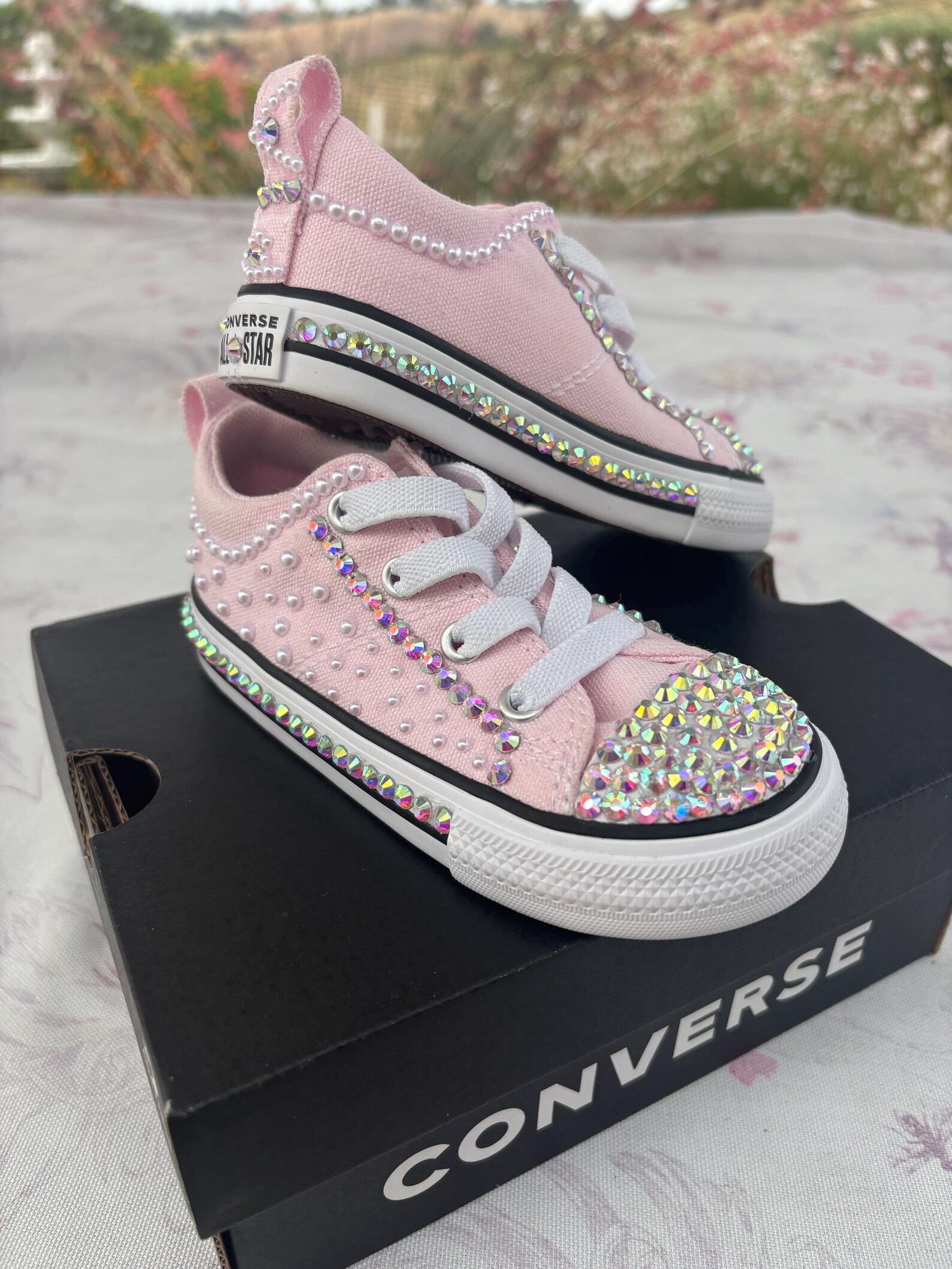 Custom Bedazzled Converse - Hi-tops With Bling for the Bride or Any Big ...