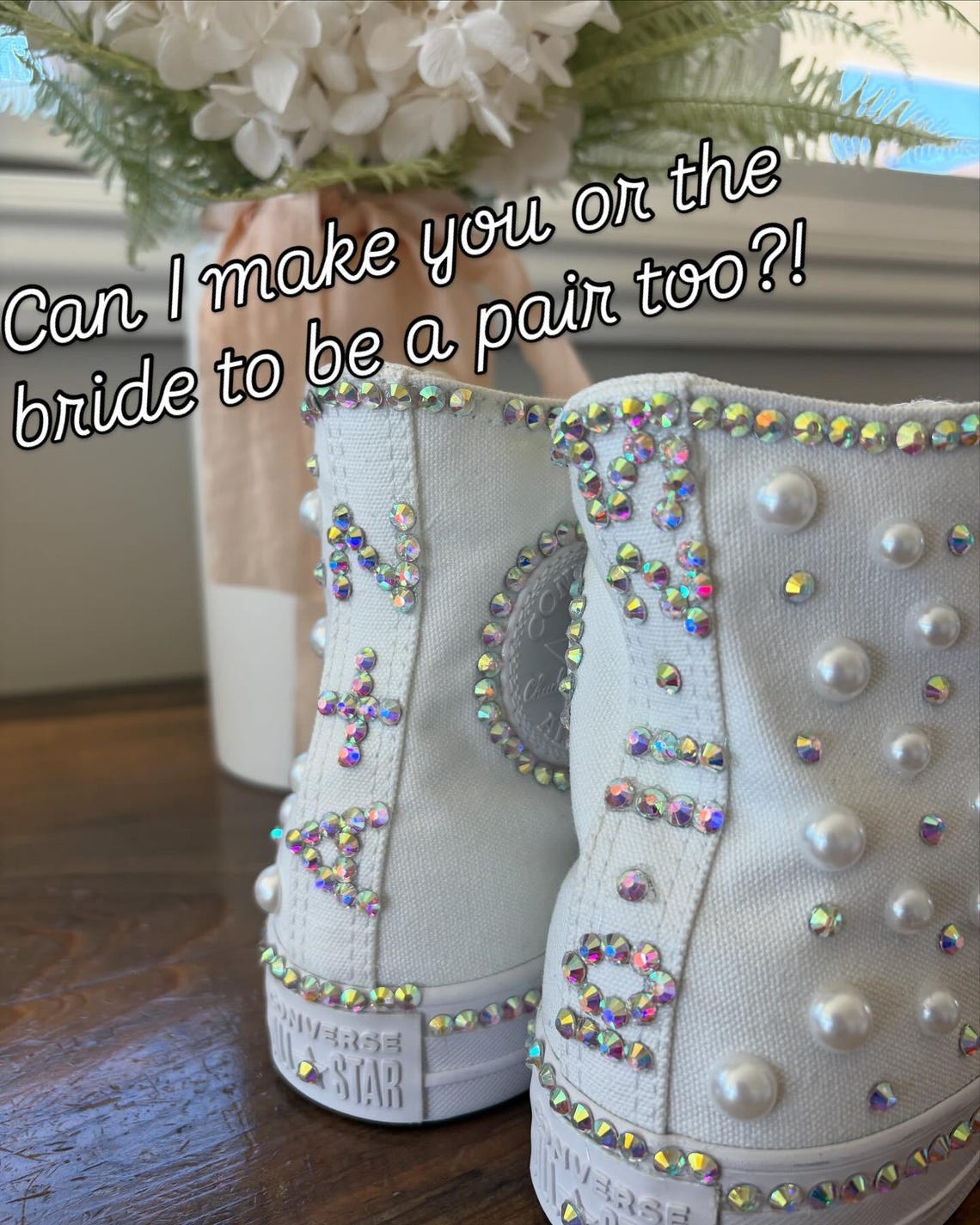 Custom Bedazzled Converse - Hi-tops With Bling for the Bride or Any Big ...