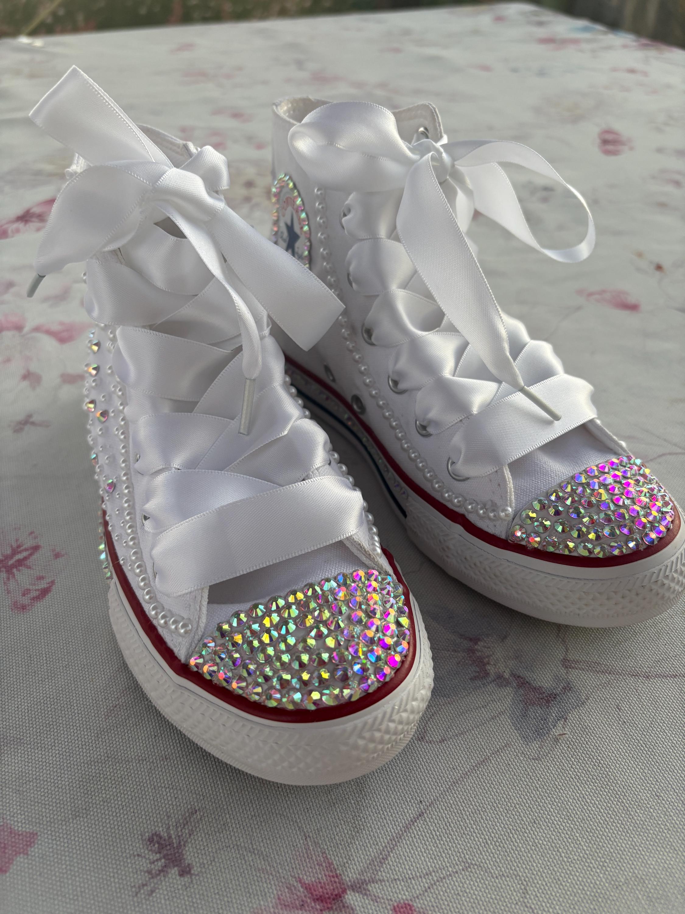 Custom Bedazzled Converse - Hi-tops With Bling for the Bride or Any Big ...