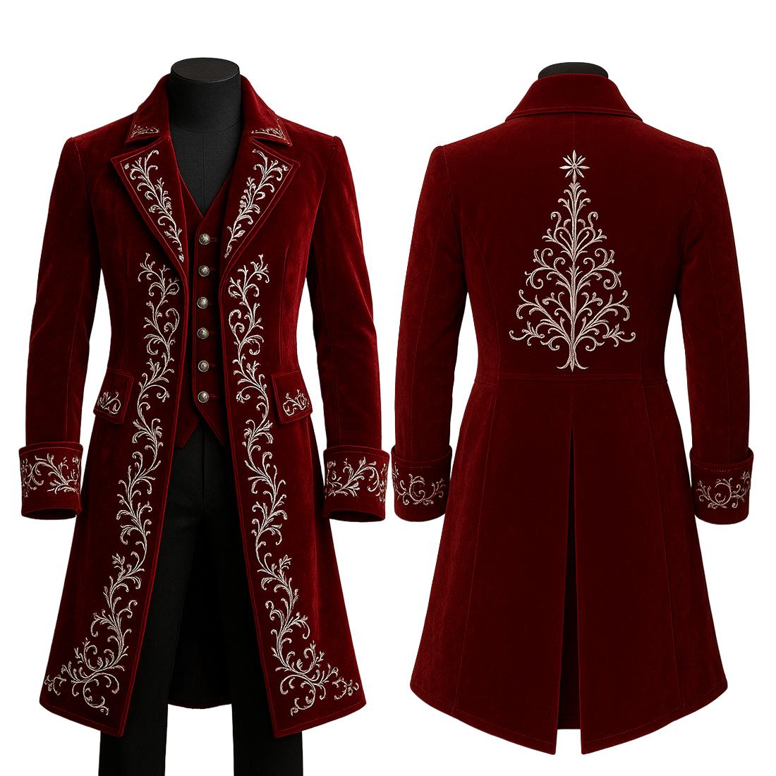 Christmas Formal Tailcoat Men, Festive Embroidered Holiday Coat ...