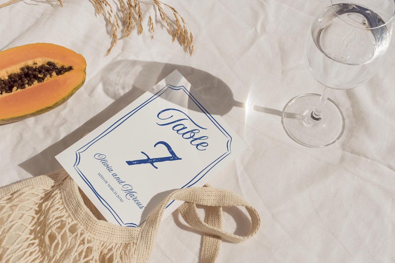 Something Blue Wedding Table Numbers Template Editable Cute Handwritten ...