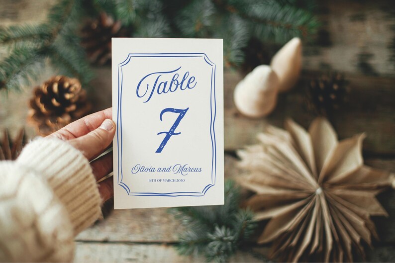 Something Blue Wedding Table Numbers Template Editable Cute Handwritten ...
