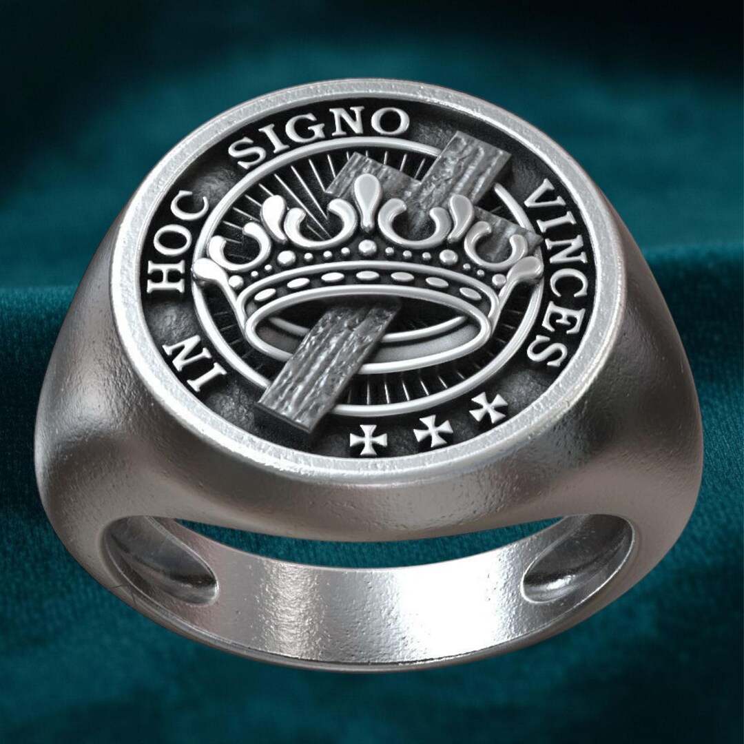 Signet Ring: Templar Knight Design - Masonic Cross and Crown - Etsy