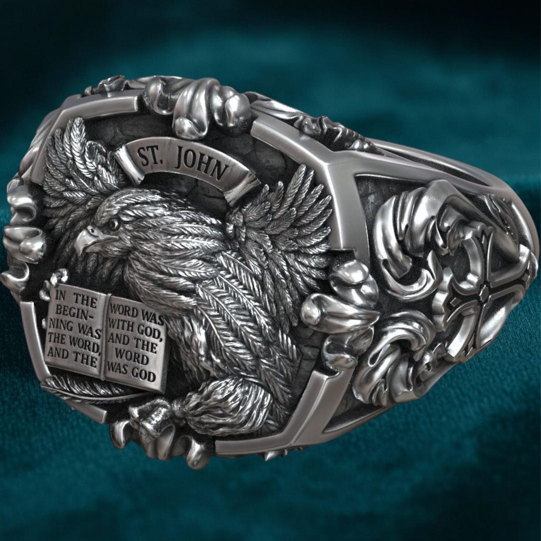 Eagle Signet Ring: Sterling Silver With Gospel of John Design ...