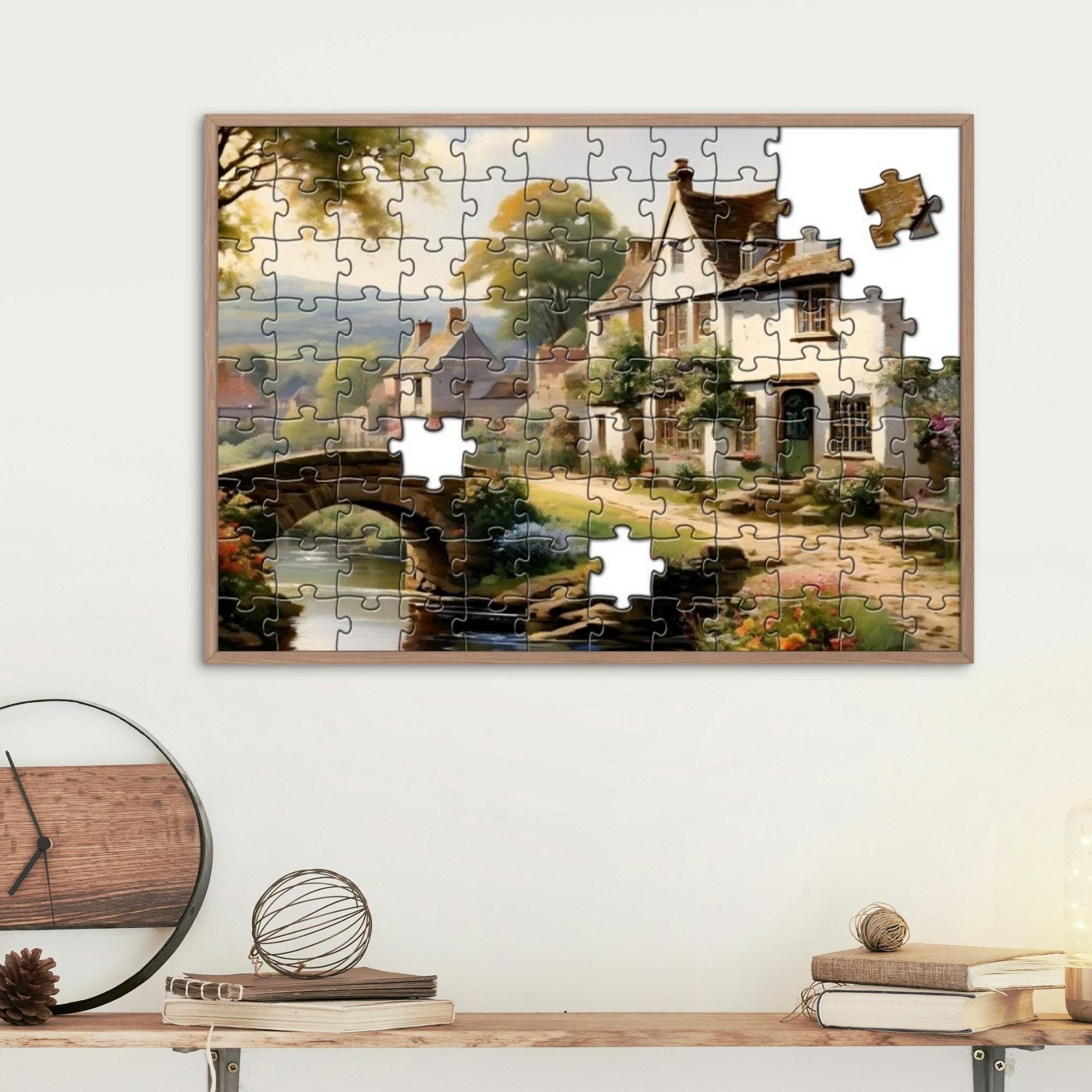 Mountain Lake Cottage Puzzle, Peaceful Alpine Scenery Jigsaw, Cozy ...