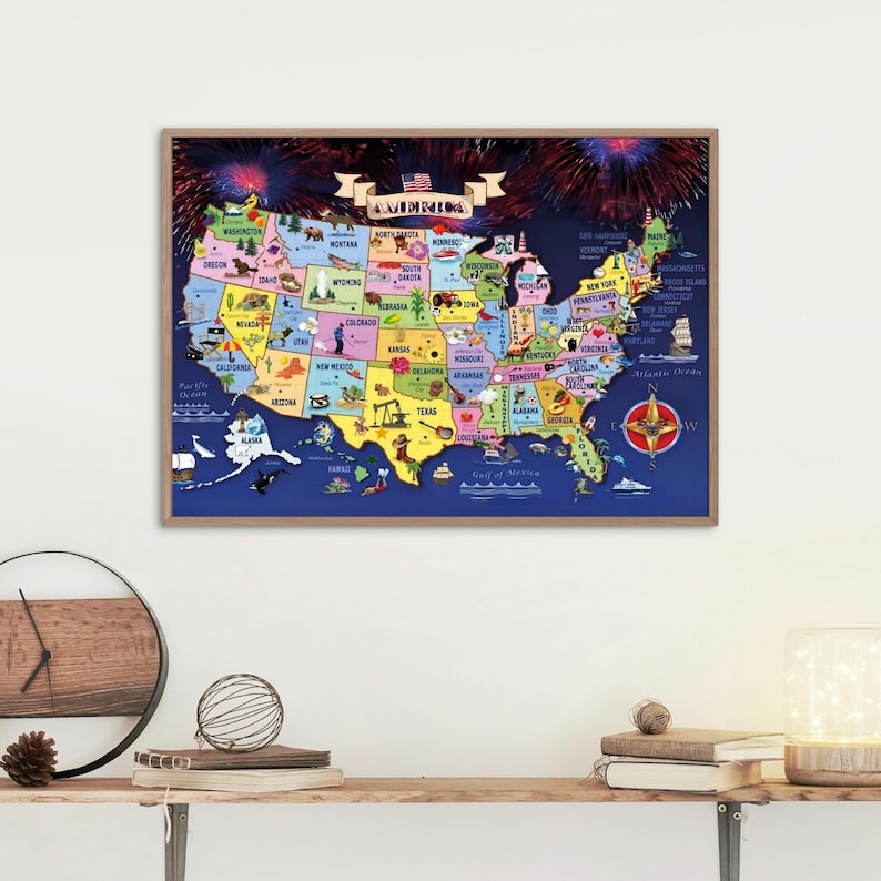 United States Map Puzzle – Educational USA States Jigsaw for Kids ...