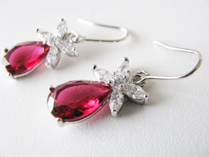 Ruby Red Cubic Zirconia Bridal Wedding Gift Bridesmaid - Etsy