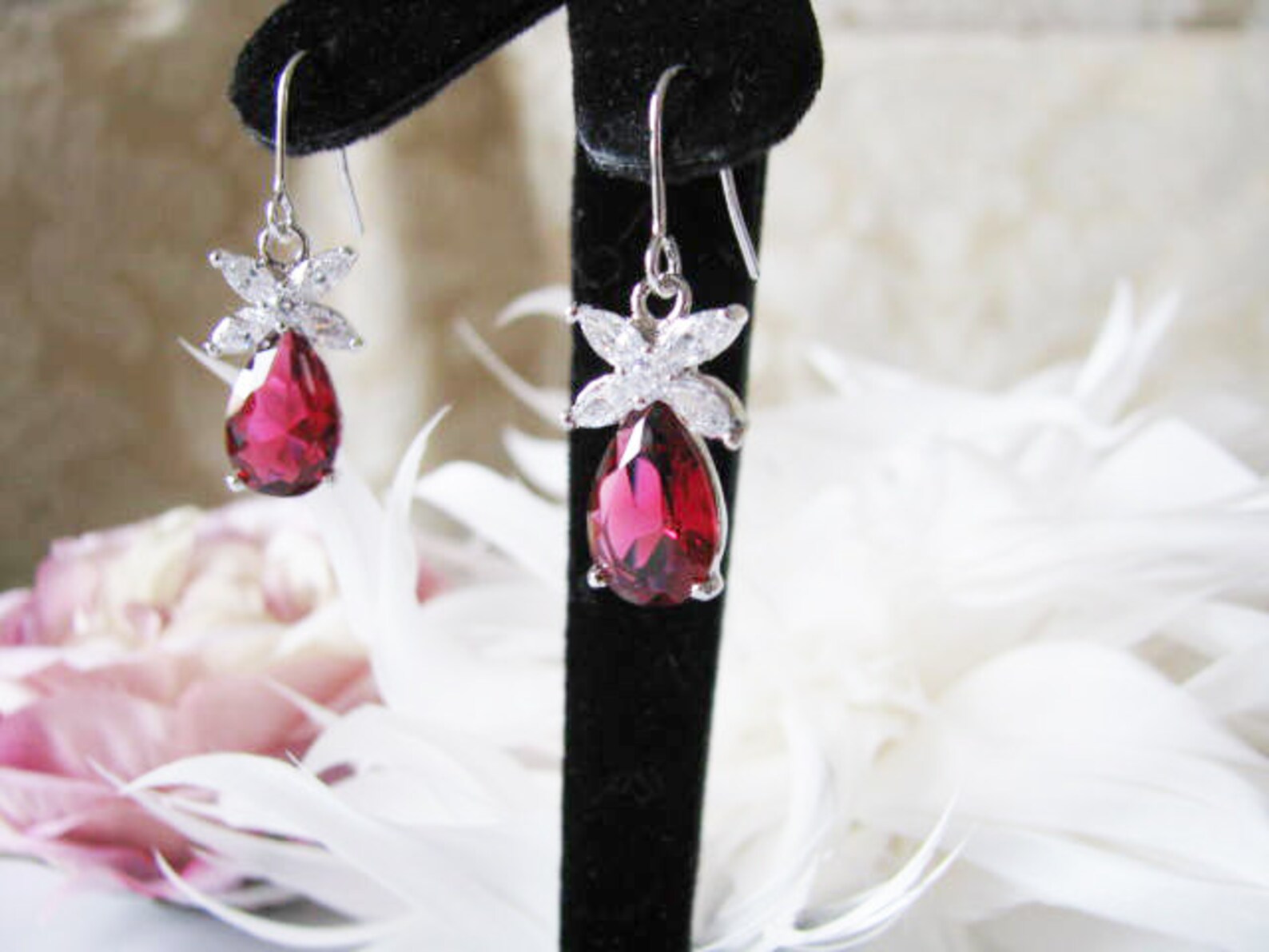 Ruby Red Cubic Zirconia Bridal Wedding Gift Bridesmaid - Etsy