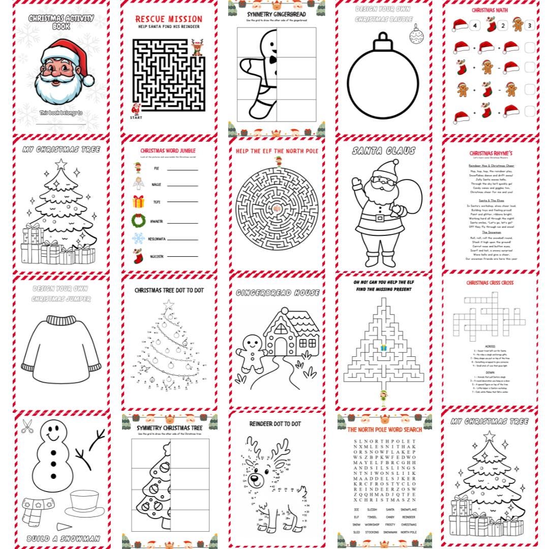 Christmas Activity Book for Kids: 30-page Printable PDF - Etsy