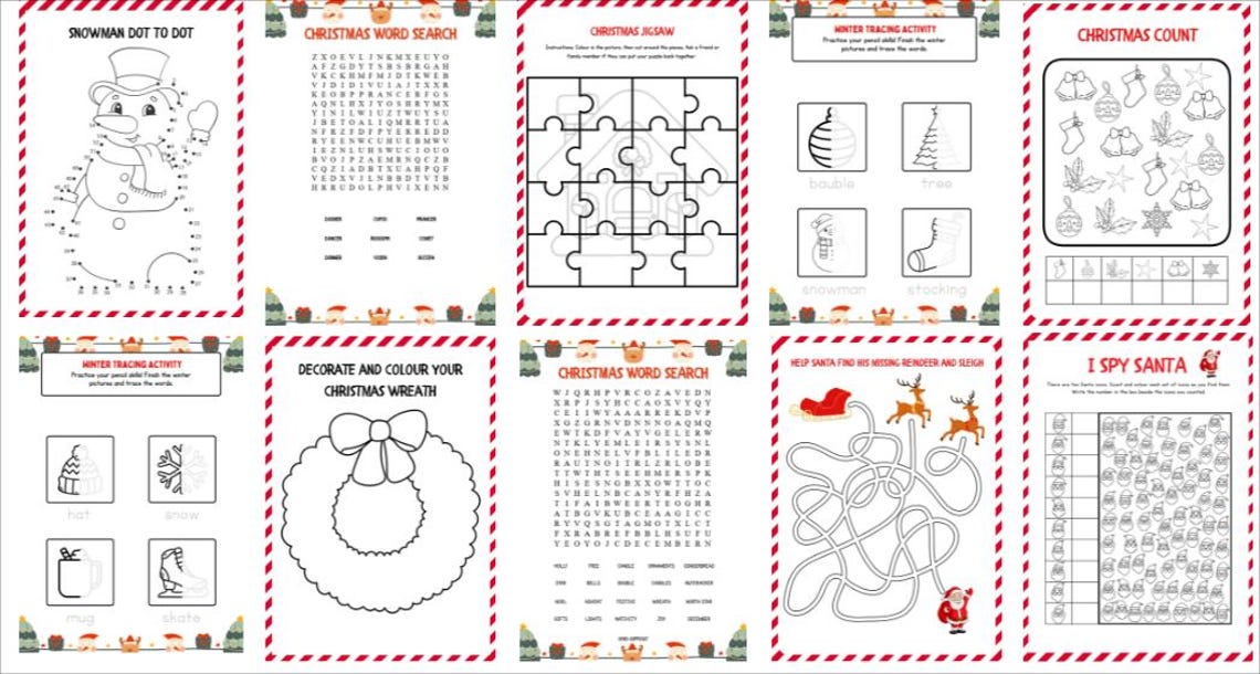 Christmas Activity Book for Kids: 30-page Printable PDF - Etsy