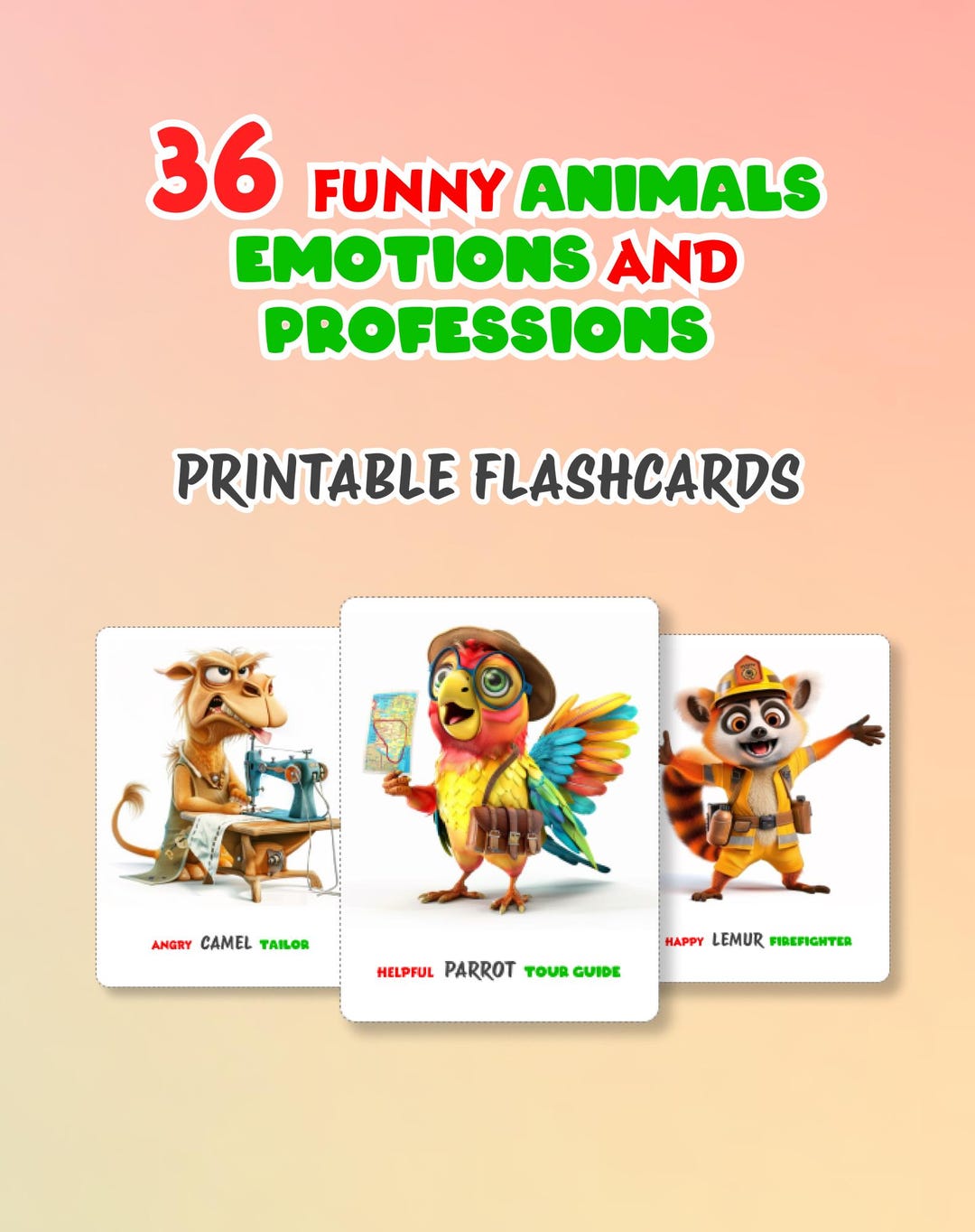 Printable Animal Emotions Flashcards for Kids – Fun Feelings ...