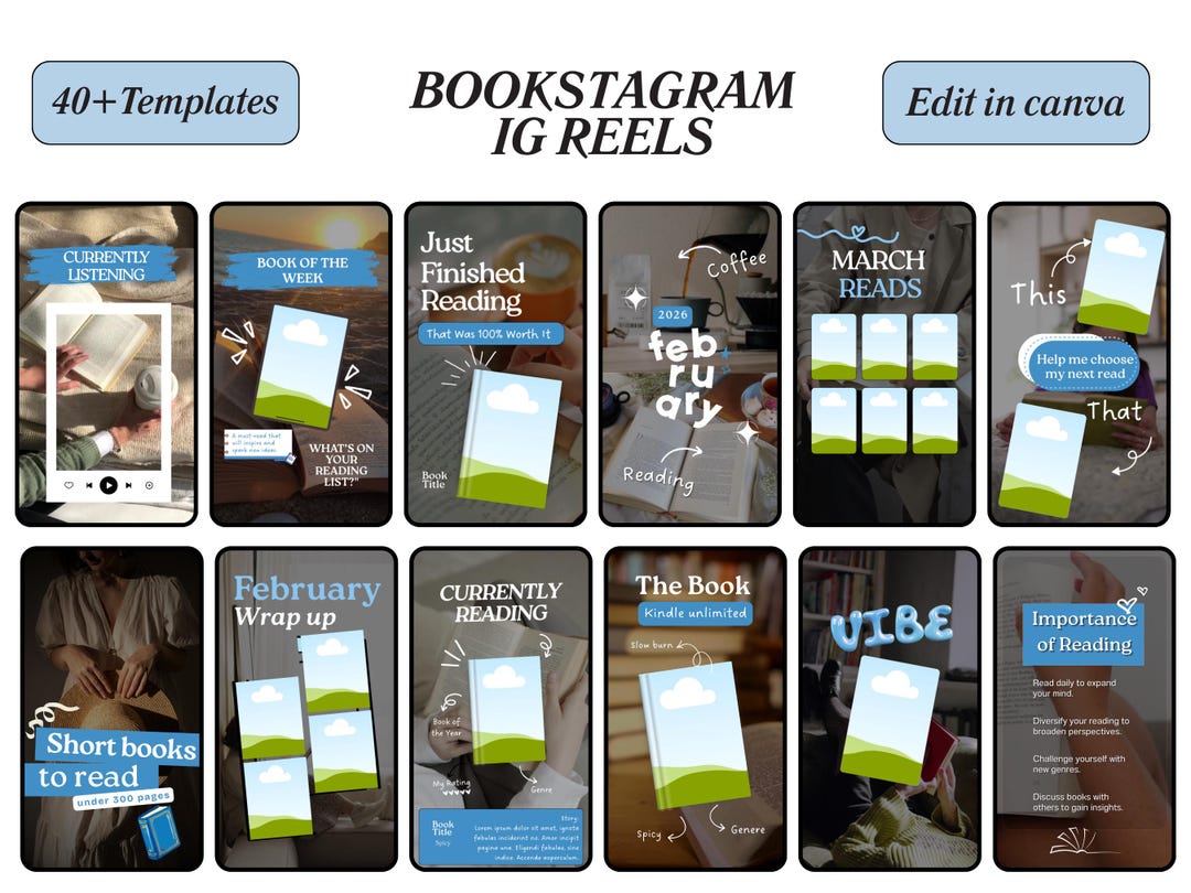Bookstagram Reels Template for Authors, Book Lover, Influencer, Content ...