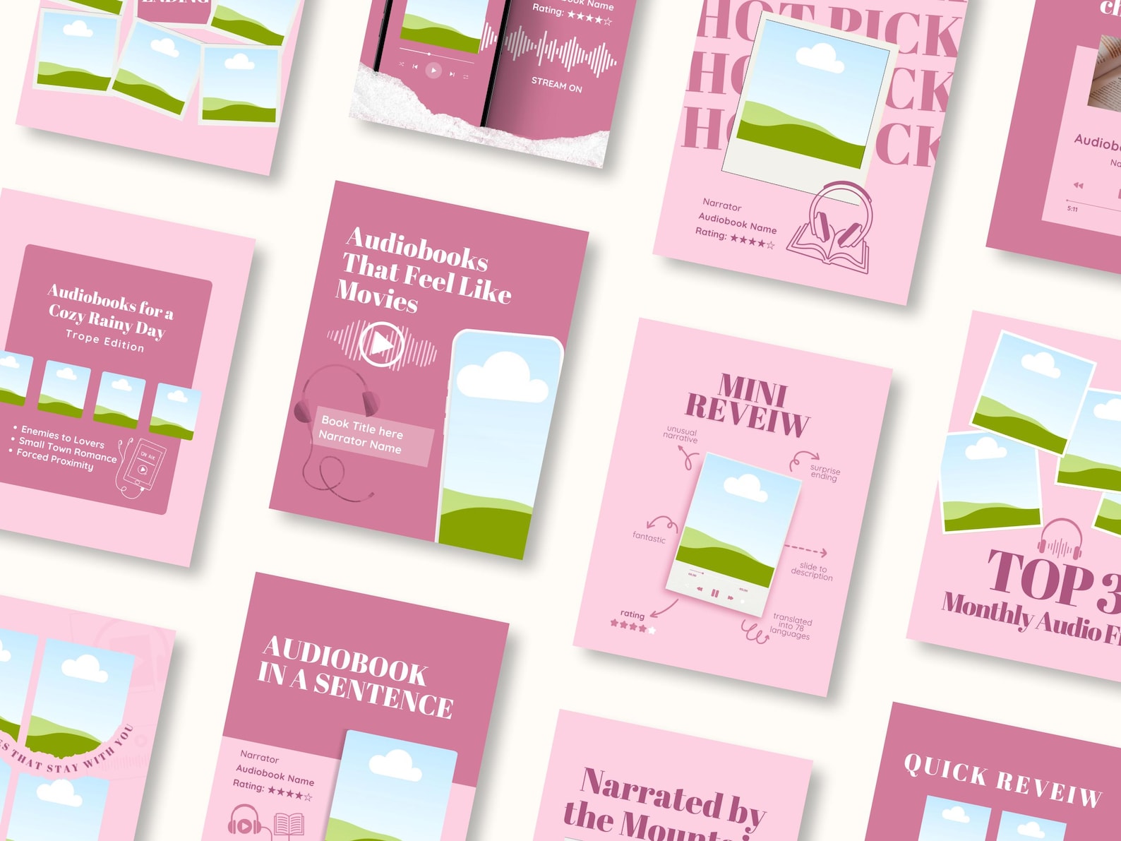 Bookstagram Canva Templates, Audiobook & Bookish Social Media Kit, Book ...