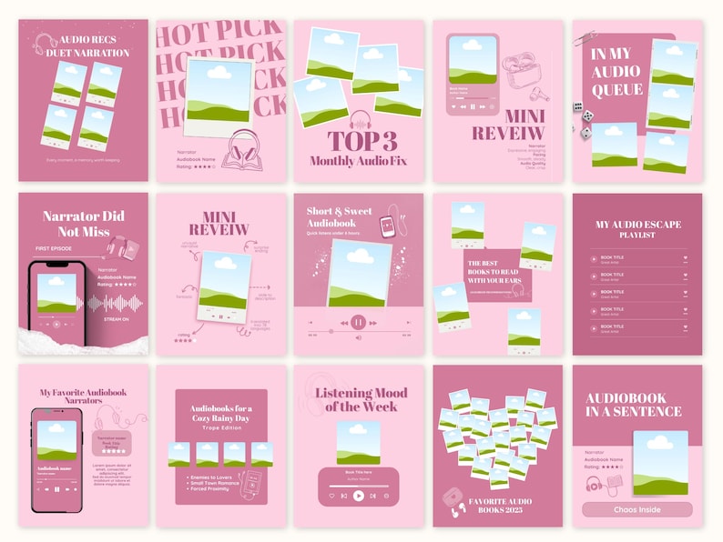 Bookstagram Canva Templates, Audiobook & Bookish Social Media Kit, Book ...
