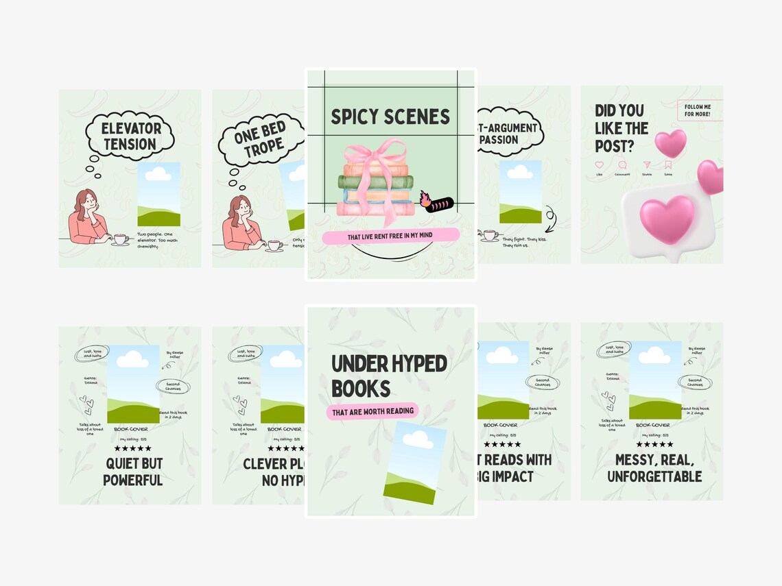 Bookstagram Canva Carousel Templates, Bookstagram Bundle for Book ...