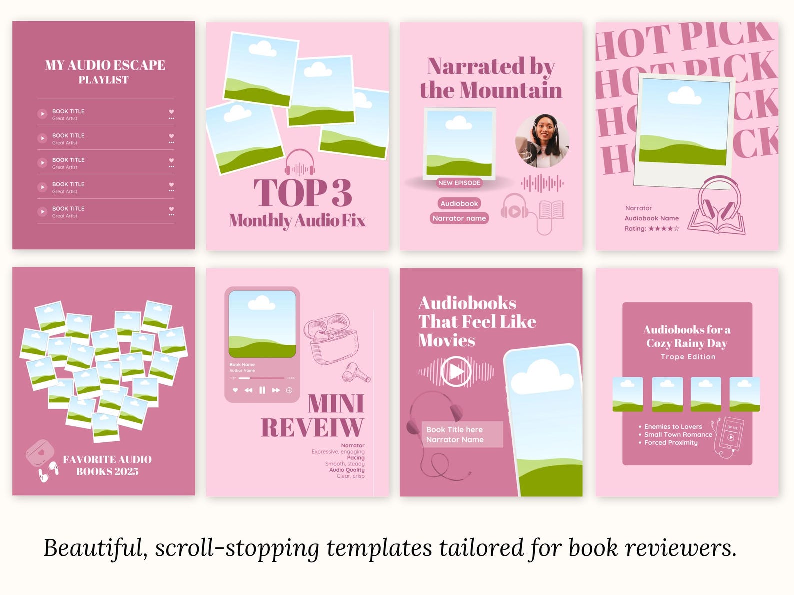 Bookstagram Canva Templates, Audiobook & Bookish Social Media Kit, Book ...