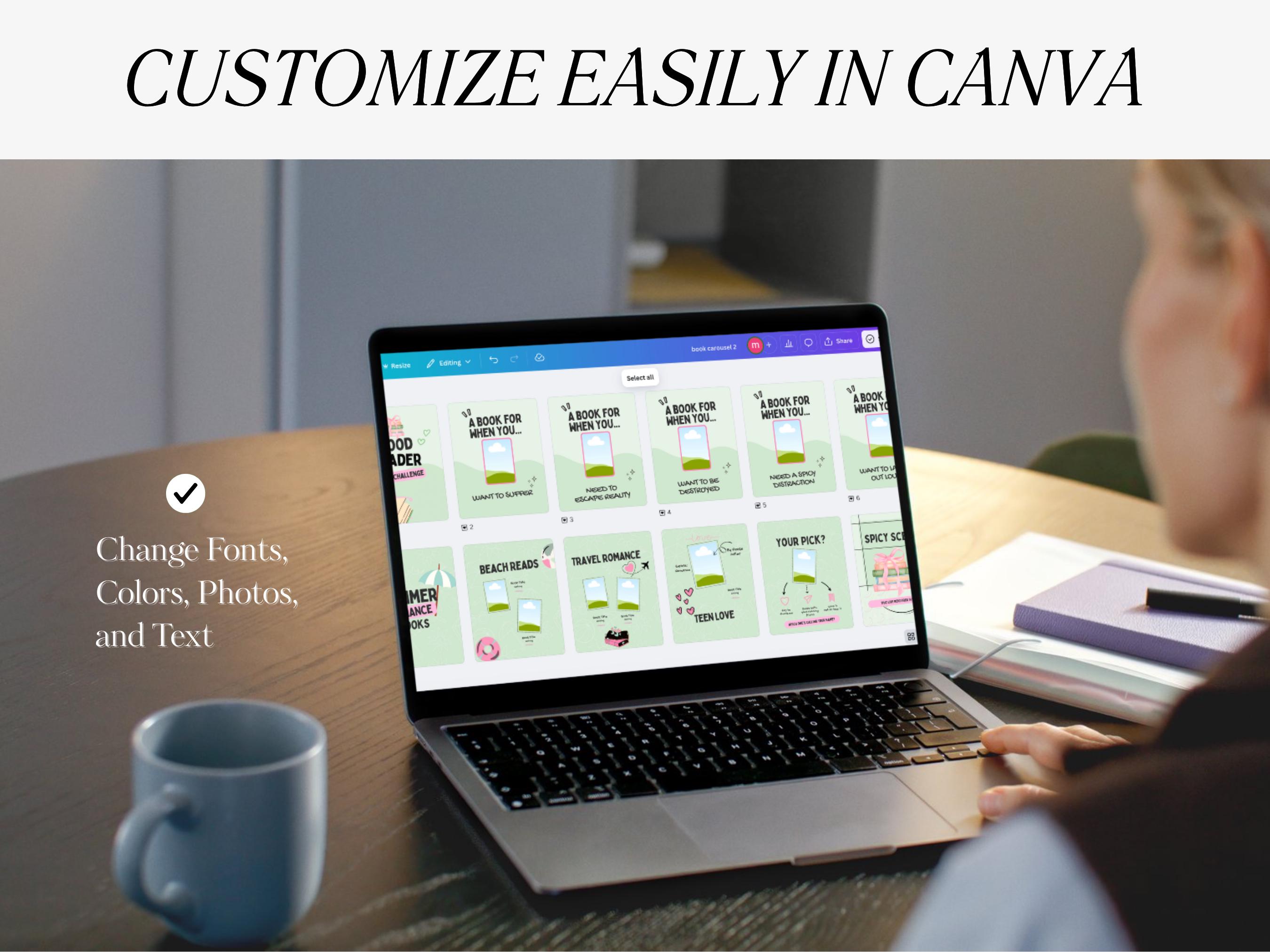 Bookstagram Canva Carousel Templates, Bookstagram Bundle for Book ...