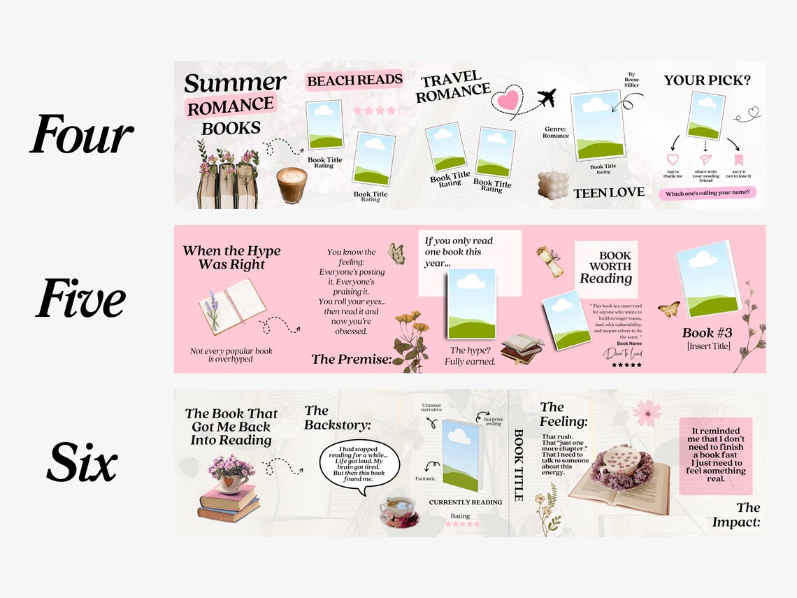 Bookstagram Seamless Carousel Templates, Bookstagram Bundle for Book ...