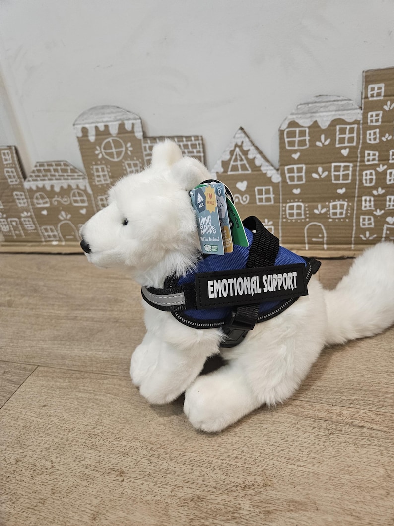 Emotional Support Animal (ESSA) Arctic Fox Plushie With Christmas Hat ...