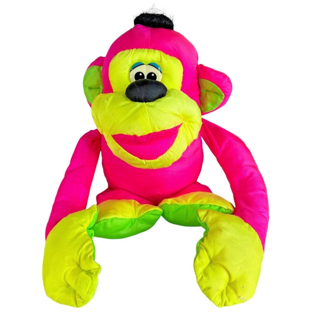 1994 Fisher Price Pink Monkey Plush Makes Noise Gorilla Puffalump Nylon ...