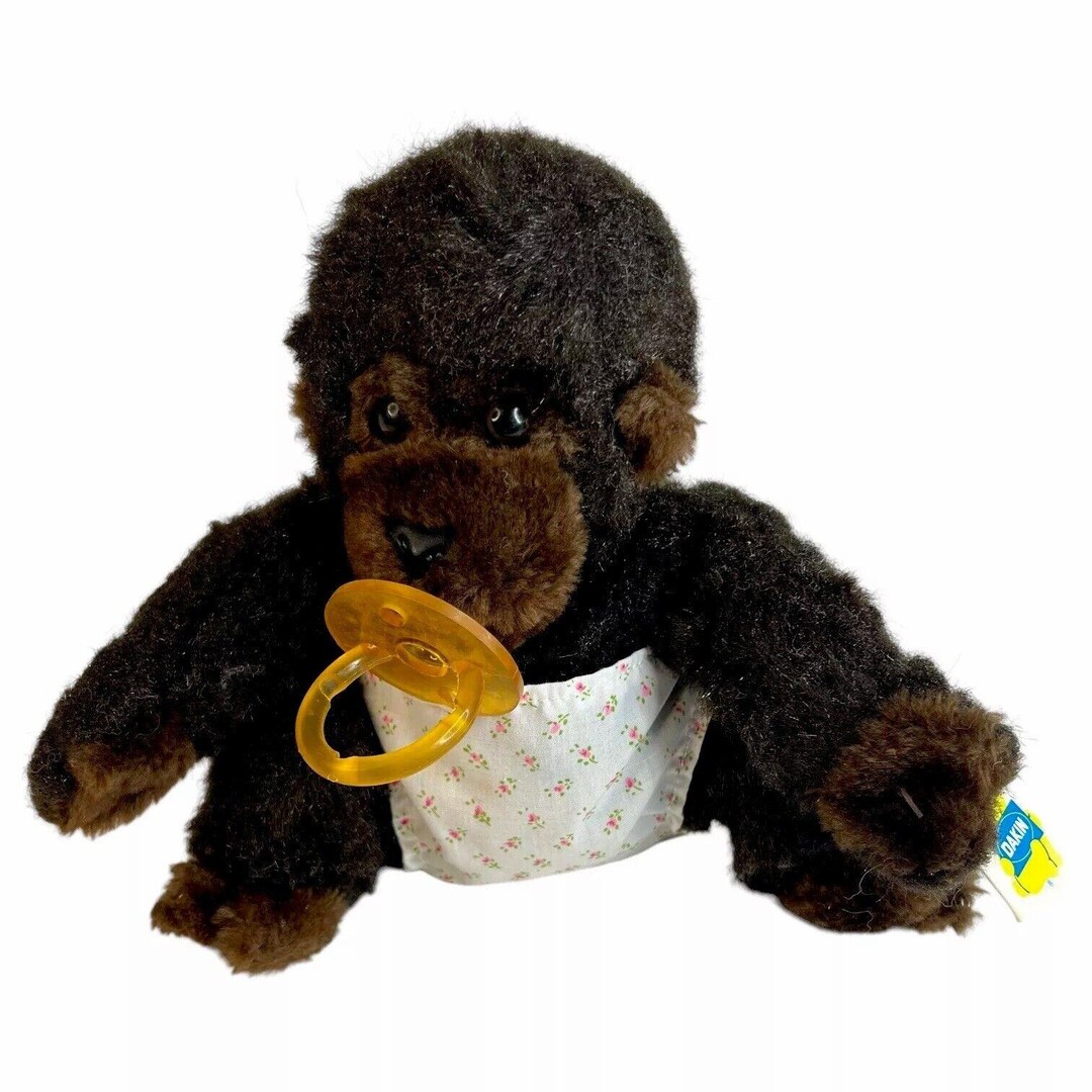 1983 Dakin Nature Babies Goo Goo Gorilla Plush Baby Monkey Pacifier ...