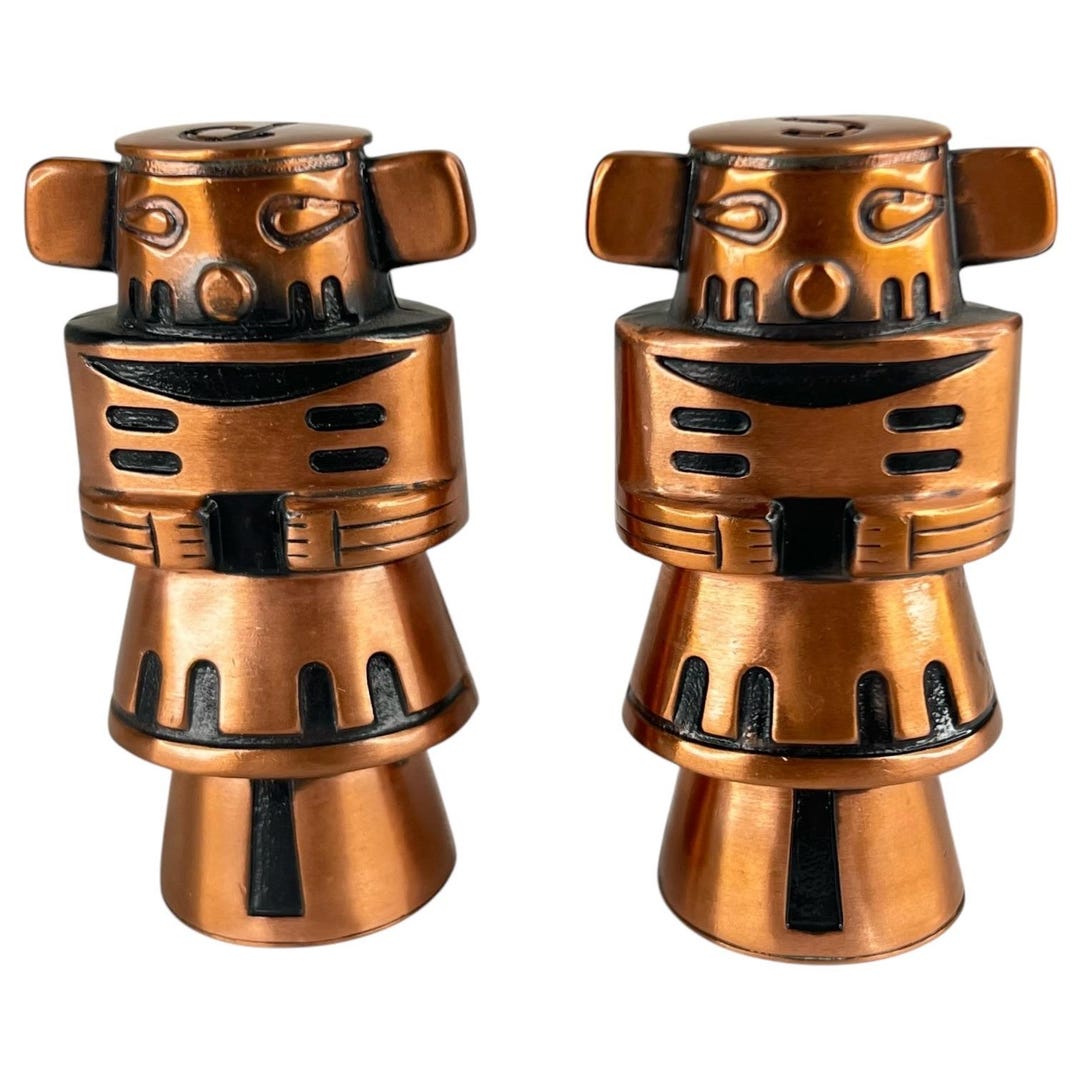 Vintage Navajo Kachina Doll Copper and Black Salt & Pepper Shakers Set ...