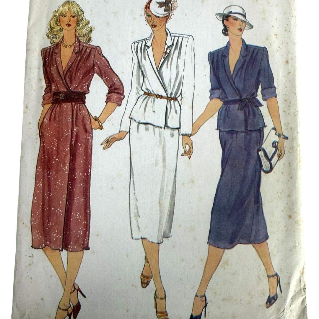 Vogue Sewing Pattern 7331 Misses Wrap Dress Top & Skirt Size 12 Vintage ...