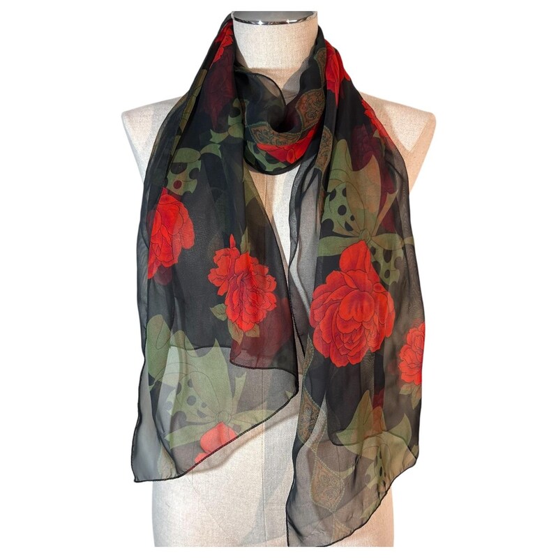 Red and Black Scarf - Etsy