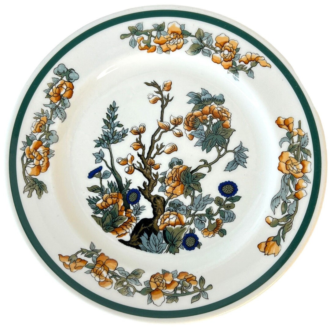 Vintage Syracuse China Indian Tree Plate Luncheon 9 Inch Orange Flower ...