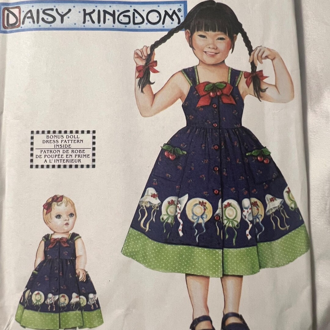 Daisy Kingdom Simplicity 9733 Sewing Pattern Girl Dress Size 3-6 Doll ...