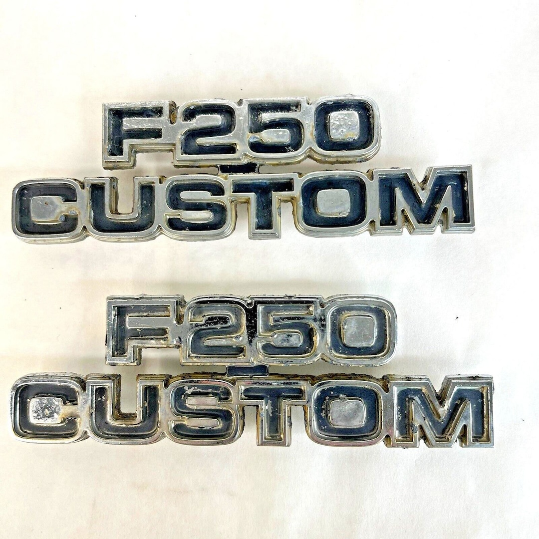 Set 1970s Ford Pickup Truck F250 Custom Cowl Emblem Badge Trim F-250 ...