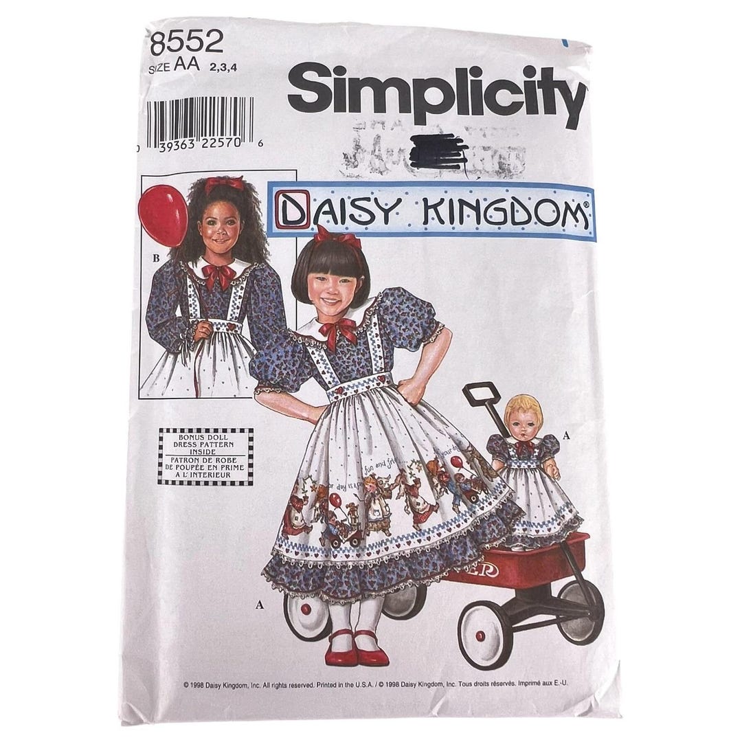 Simplicity 8552 Daisy Kingdom Sewing Pattern Girl Doll Dress Sz AA 2 3 ...