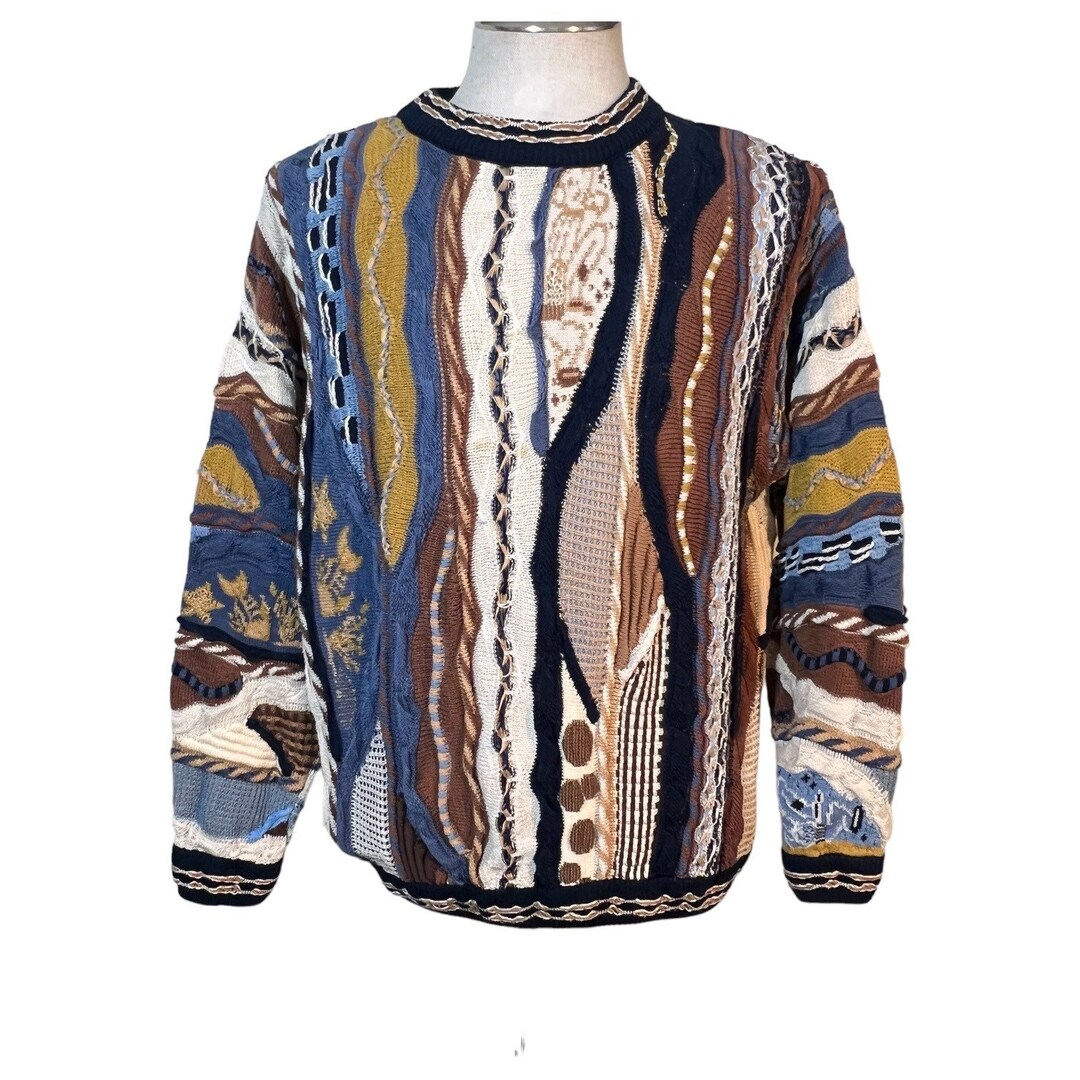 Vintage Carlo Alberto Sweater 3D Texture 100% Cotton Multicolor Knit ...