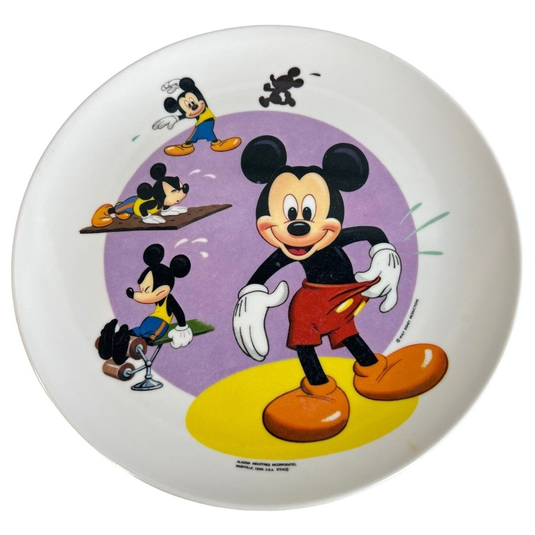 Mickey Mouse Plate Exercising Cartoon Graphic Melamine Plastic Walt ...