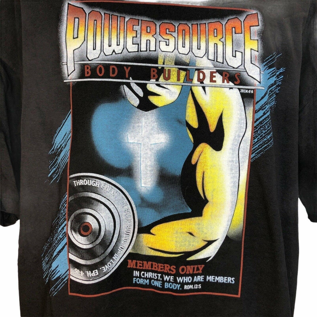 VTG New Christian Power Source Bodybuilder T Shirt Single Stitch XL ...