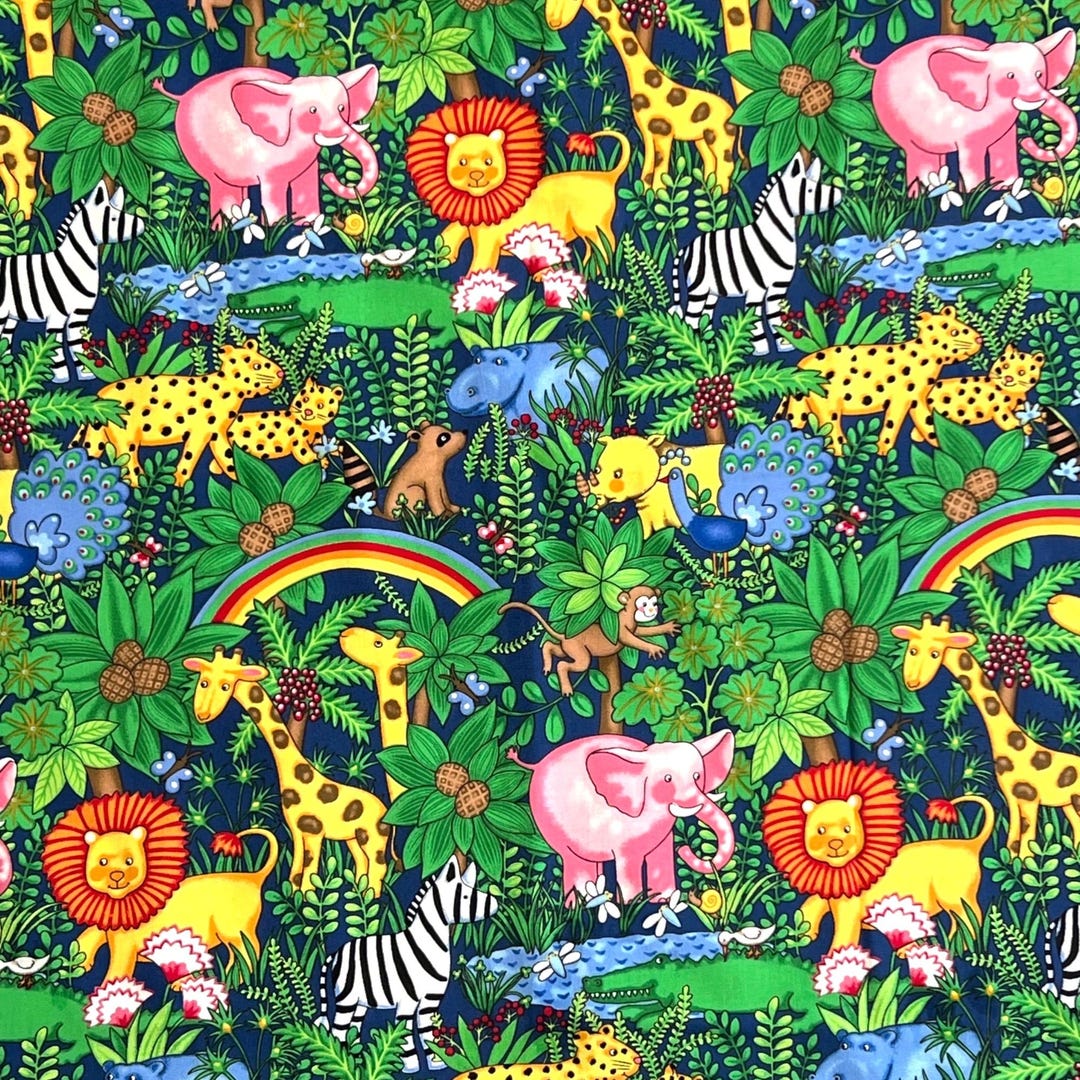 Zoology Jungle Animals Fabric 100% Cotton Northcott Studio 44” W X 35 ...