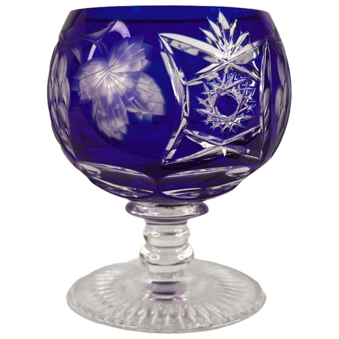 Nachtmann Traube Cobalt Blue Cut to Clear Crystal Brandy Glass Cognac ...