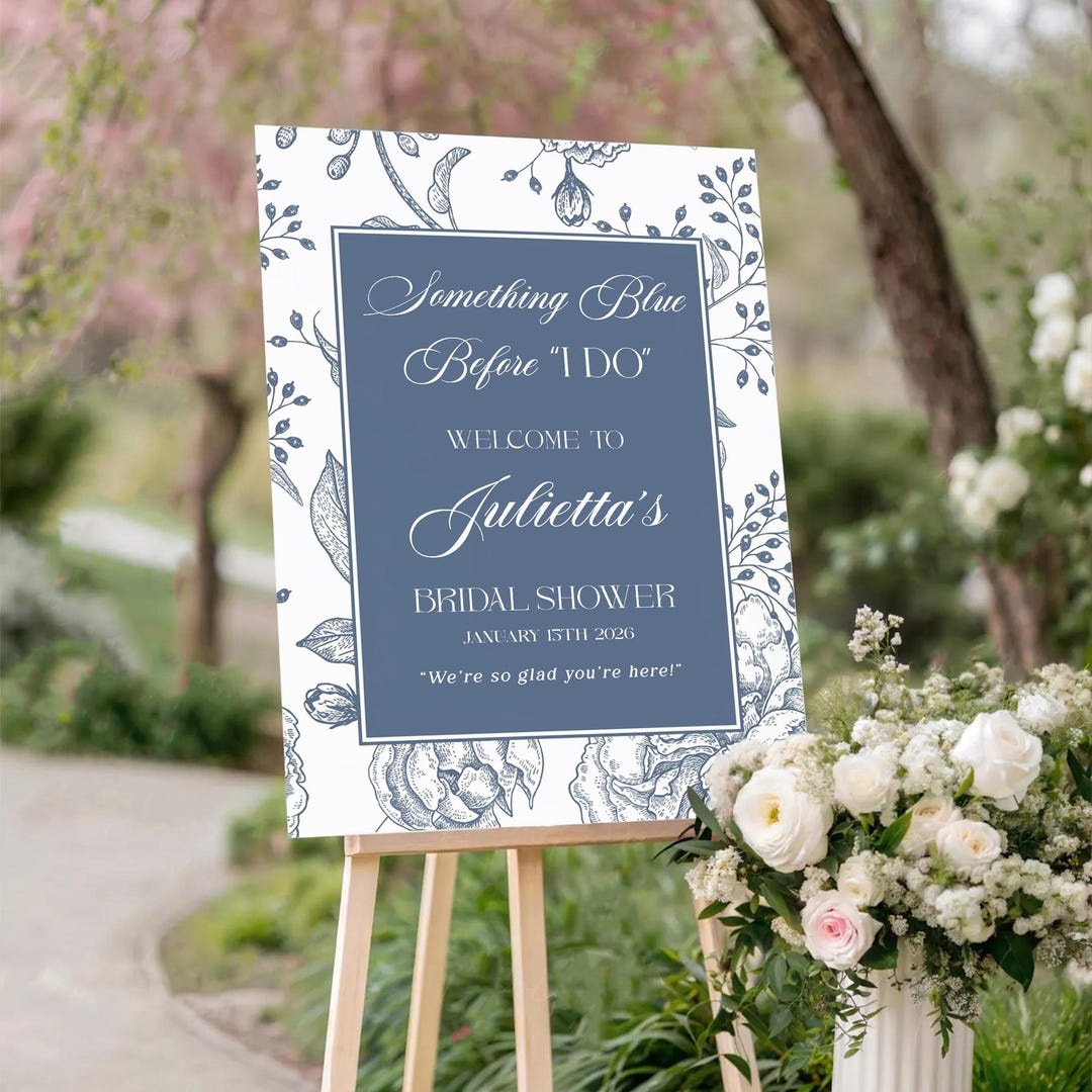 Something Blue Before I Do Sign, Blue Bridal Shower Welcome Sign ...