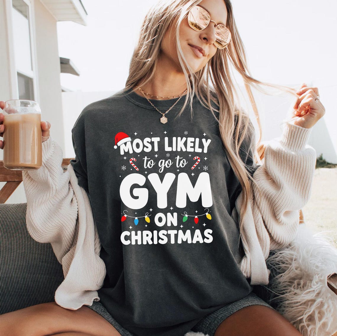 Most Likely to Go to the Gym on Christmas PNG, Funny Holiday Workout ...