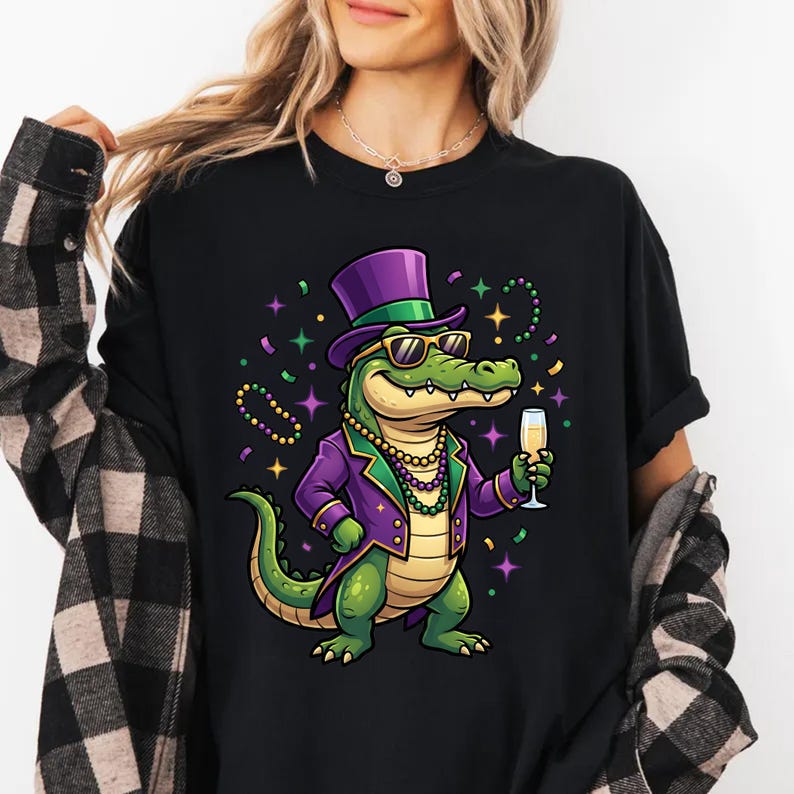 Mardi Gras Alligator PNG, Gator Clipart, Party Alligator, Beads Png ...