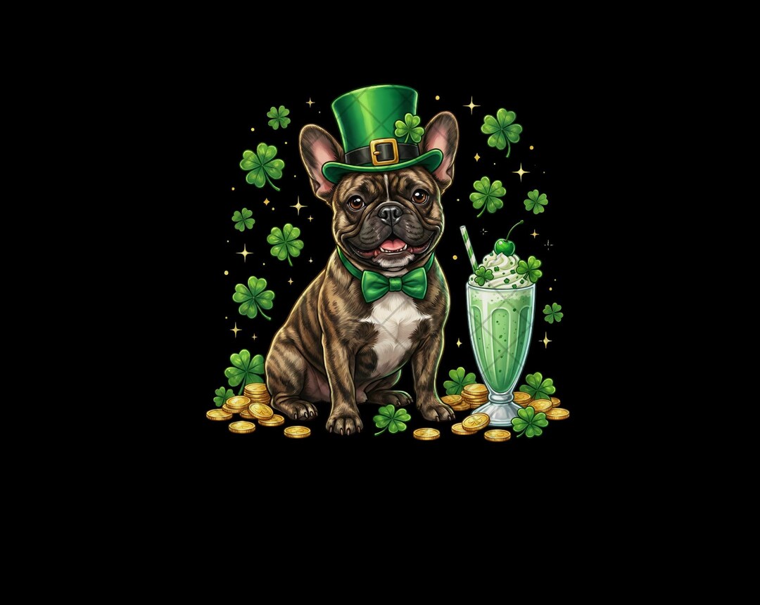 St Patricks Dog PNG, Irish Bulldog, Shamrock Hat, Green Milkshake, Luck ...
