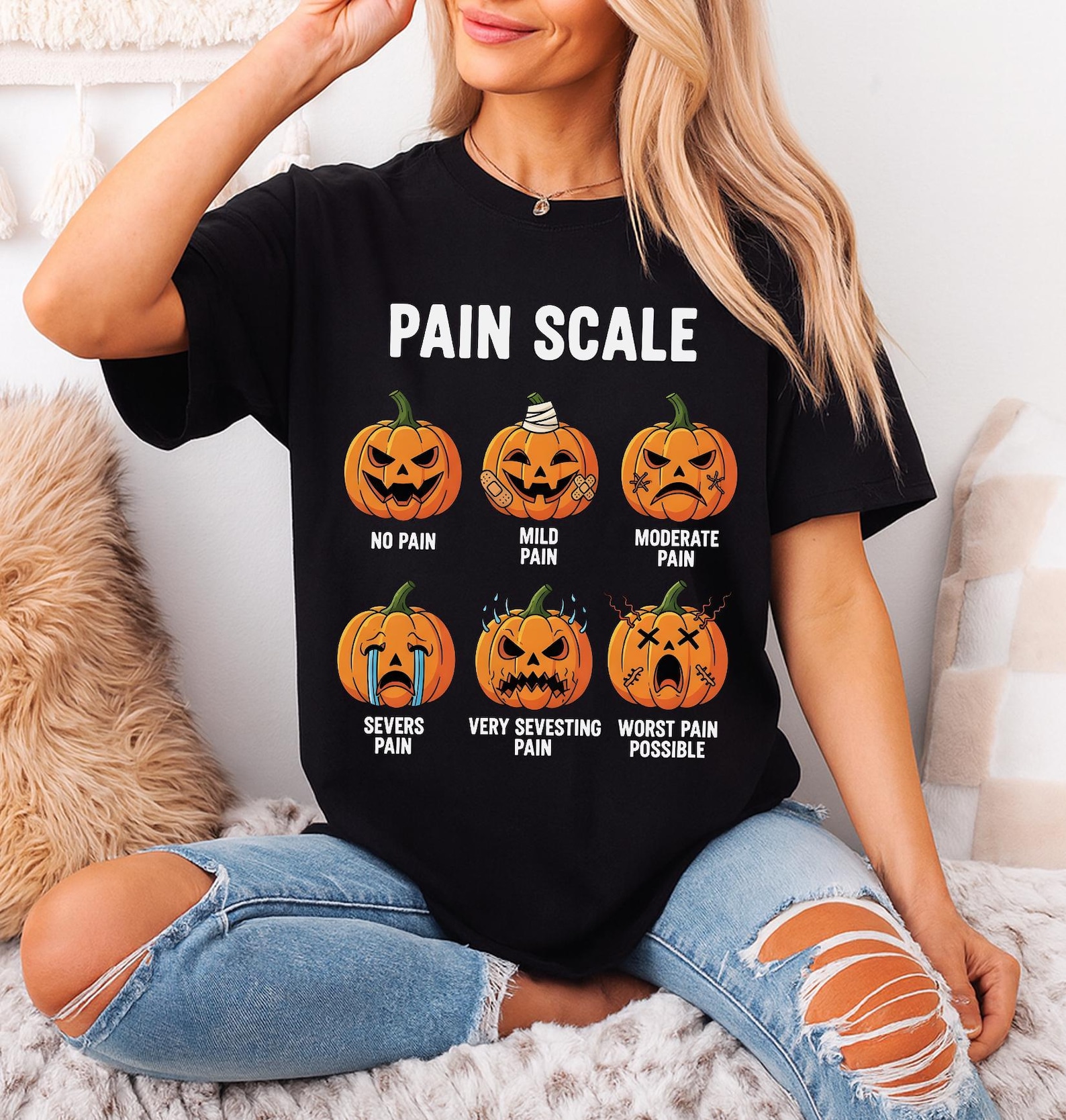 Halloween Pain Scale PNG, Funny Pumpkin Faces Medical Humor Clipart ...