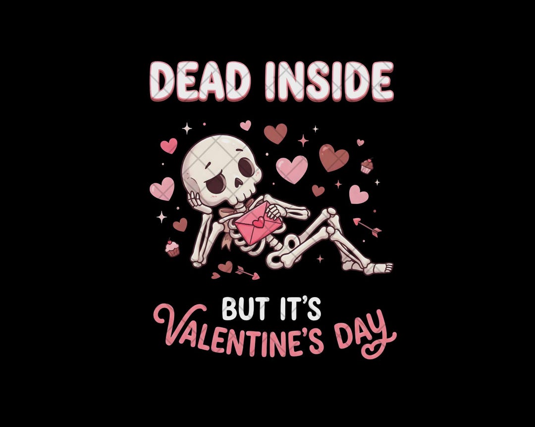 Valentines Day PNG, Dead Inside Png, Funny Valentines Png, Skeleton Png ...