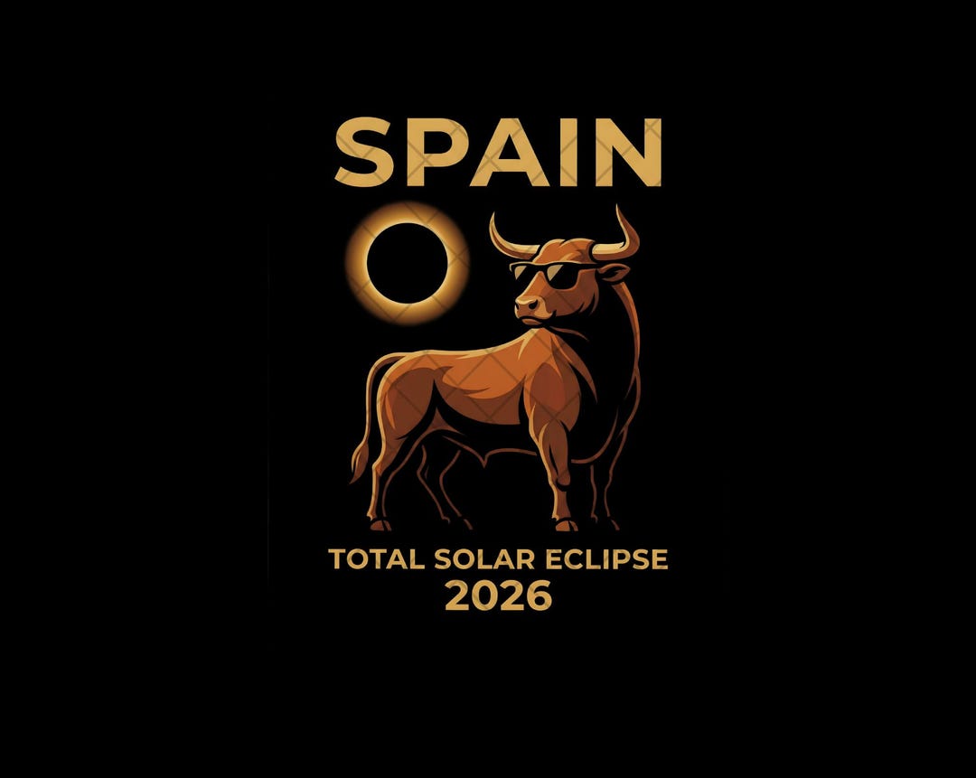 Spain Eclipse 2026 PNG, Cool Bull, Sunglasses Bull, Solar Eclipse, Bull ...