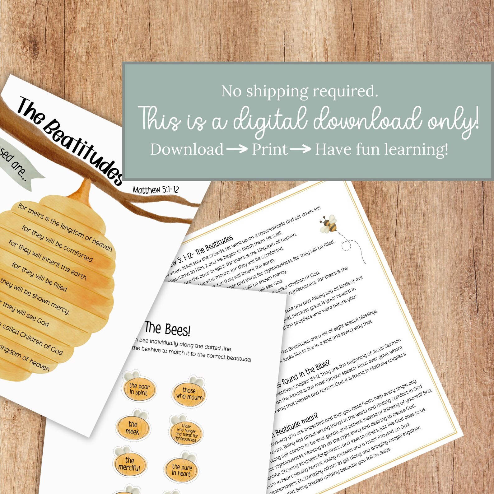 Beatitudes Activity for Kids | Bee Themed Bible Craft | Christian ...
