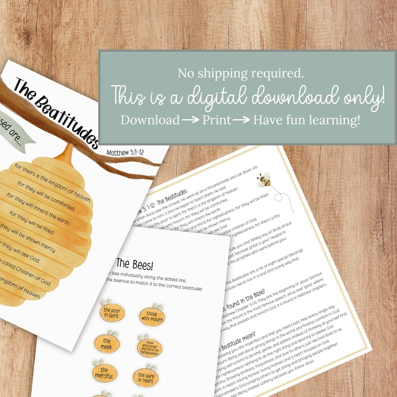Beatitudes Activity for Kids | Bee Themed Bible Craft | Christian ...