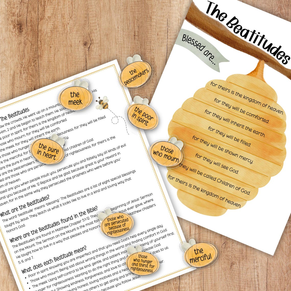 Beatitudes Activity for Kids | Bee Themed Bible Craft | Christian ...